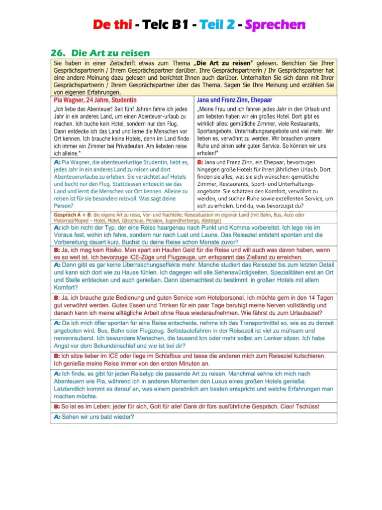 B1 Telc Sprechen Teil 2 - Über Thema Sprechen | PDF