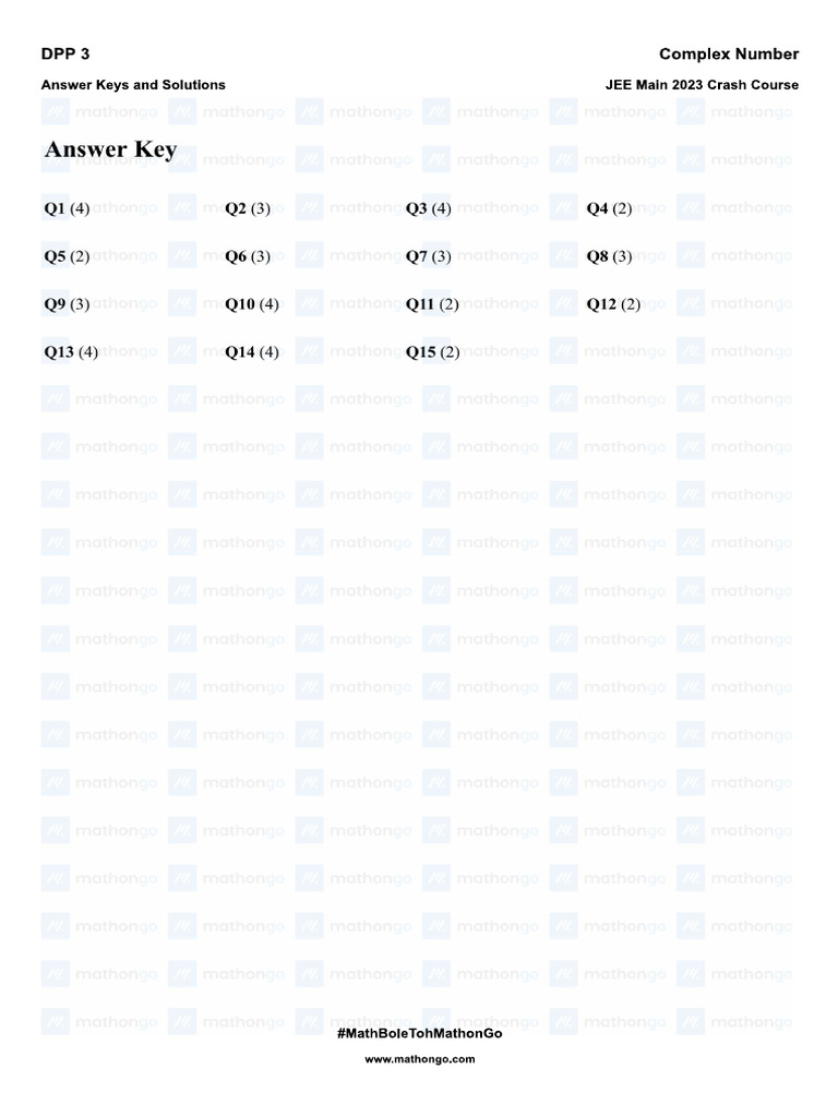 Complex Number DPP 3 Solutions | PDF