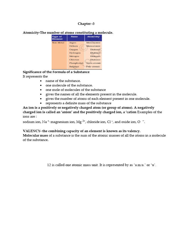Chemistry-Atoms and Molecules | PDF | Ion | Molecules