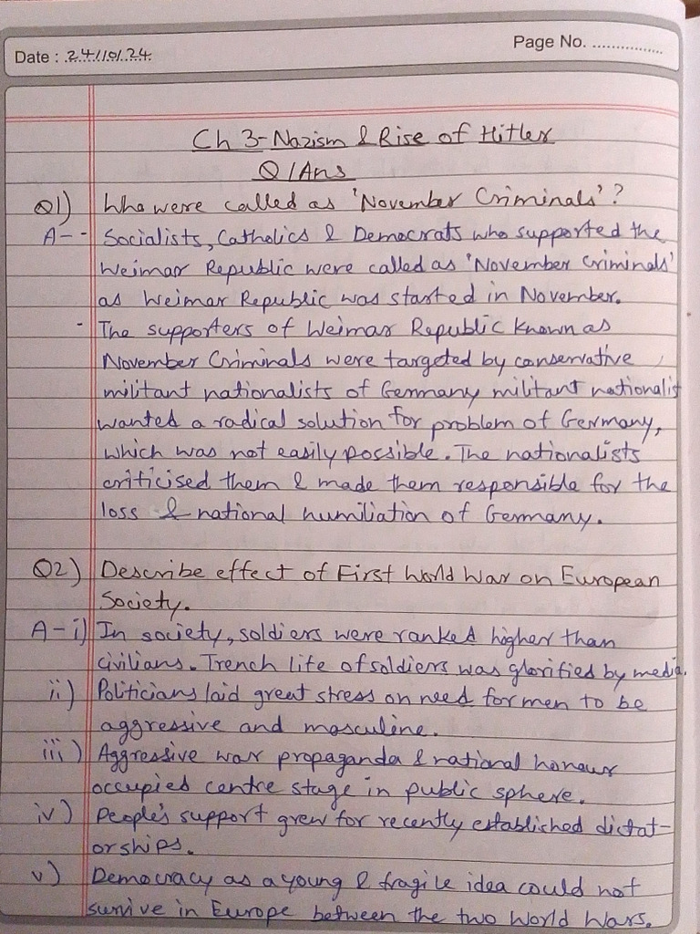 Nazism & Rise of Hitler Q&Ans | PDF