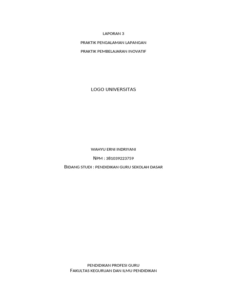 Format Laporan Mahasiswa PGP | PDF