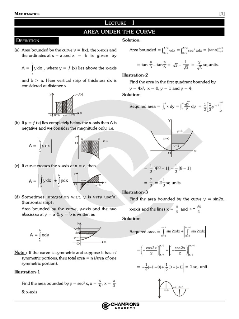 Area Under The Curve | PDF | Cartesian Coordinate System | Mathematical ...