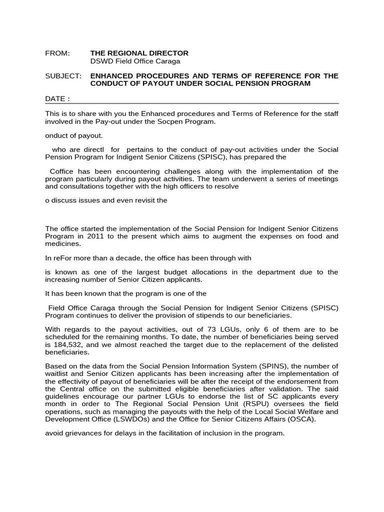 Enhanced Social Pension Payout Procedures | PDF | Government