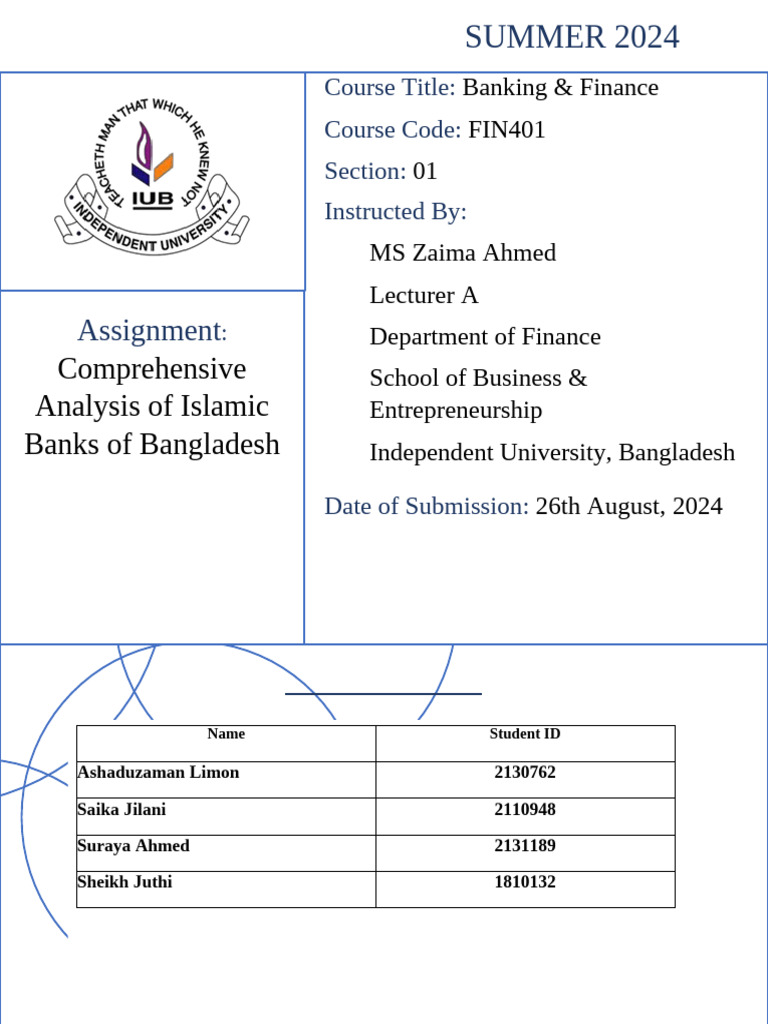 Fin 401 Assignment | PDF | Islamic Banking And Finance | Inflation