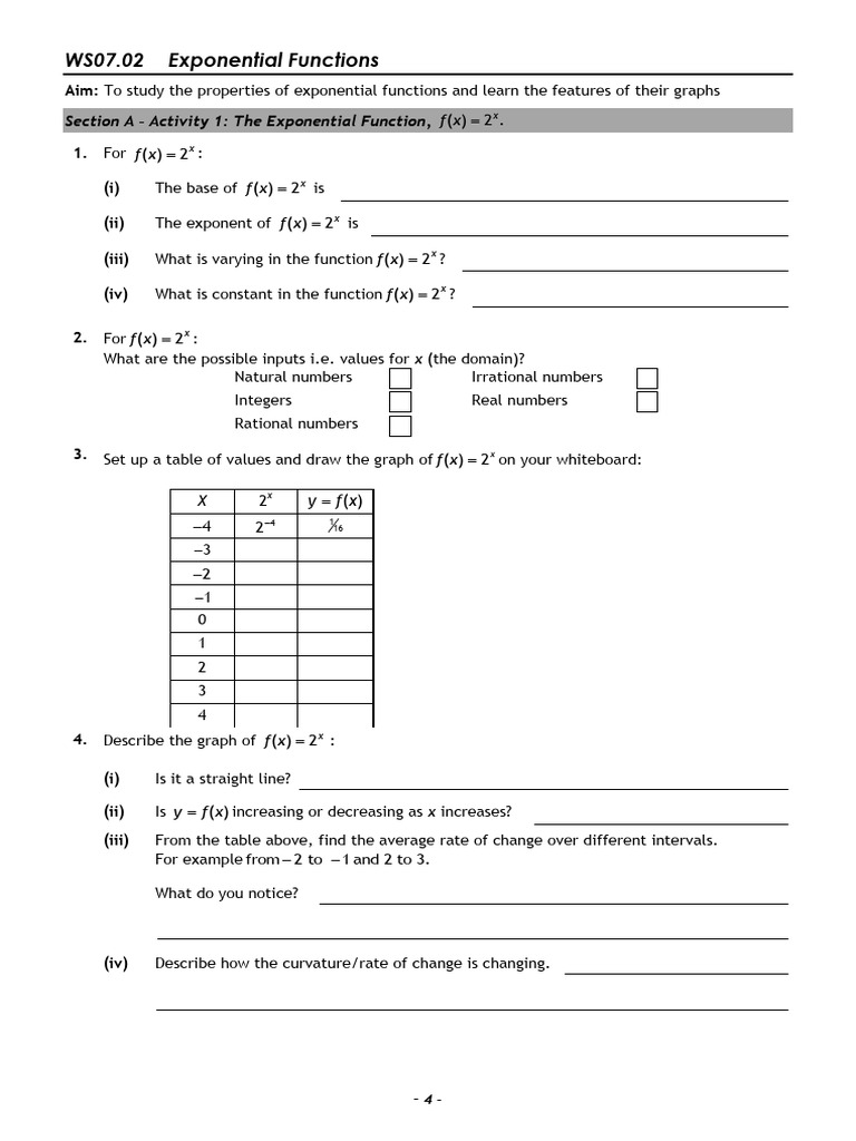 Exponential Functions: Properties & Graphs | PDF | Function (Mathematics) | Exponentiation