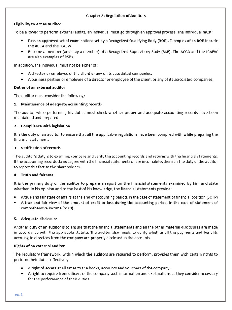 Chapter 2 Regulation of Auditors Handout | PDF | Audit | Accounting