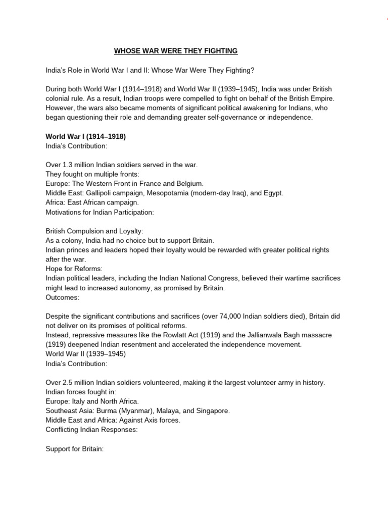 Whose War Were They Fighting | PDF | British Empire | Conflicts