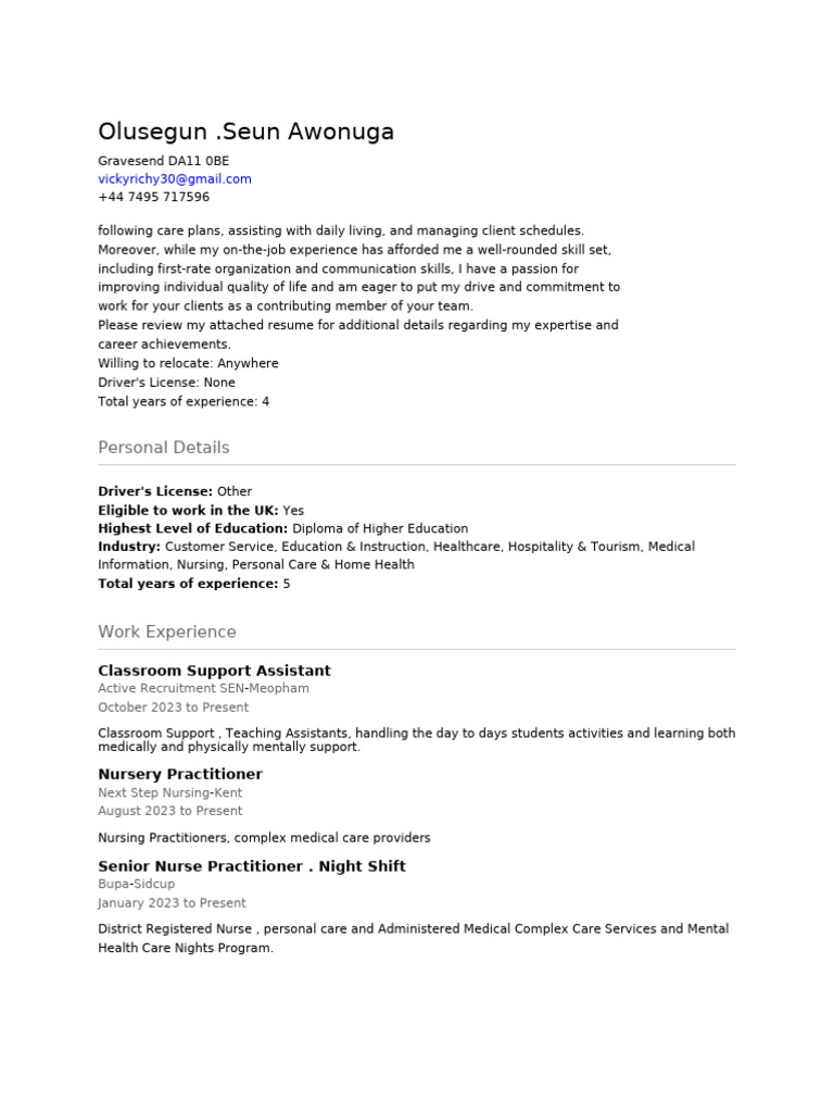 Olusegun Seun Awonuga | PDF | Nursing | Health Care