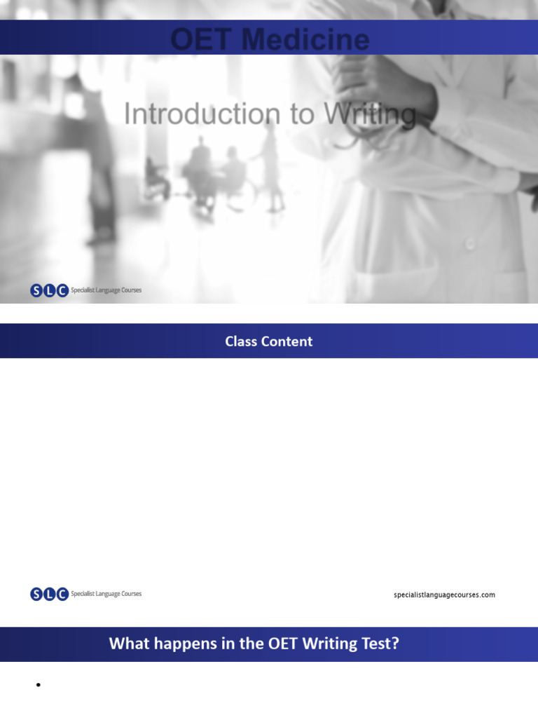 Introduction To Writing For OET Medicine | PDF