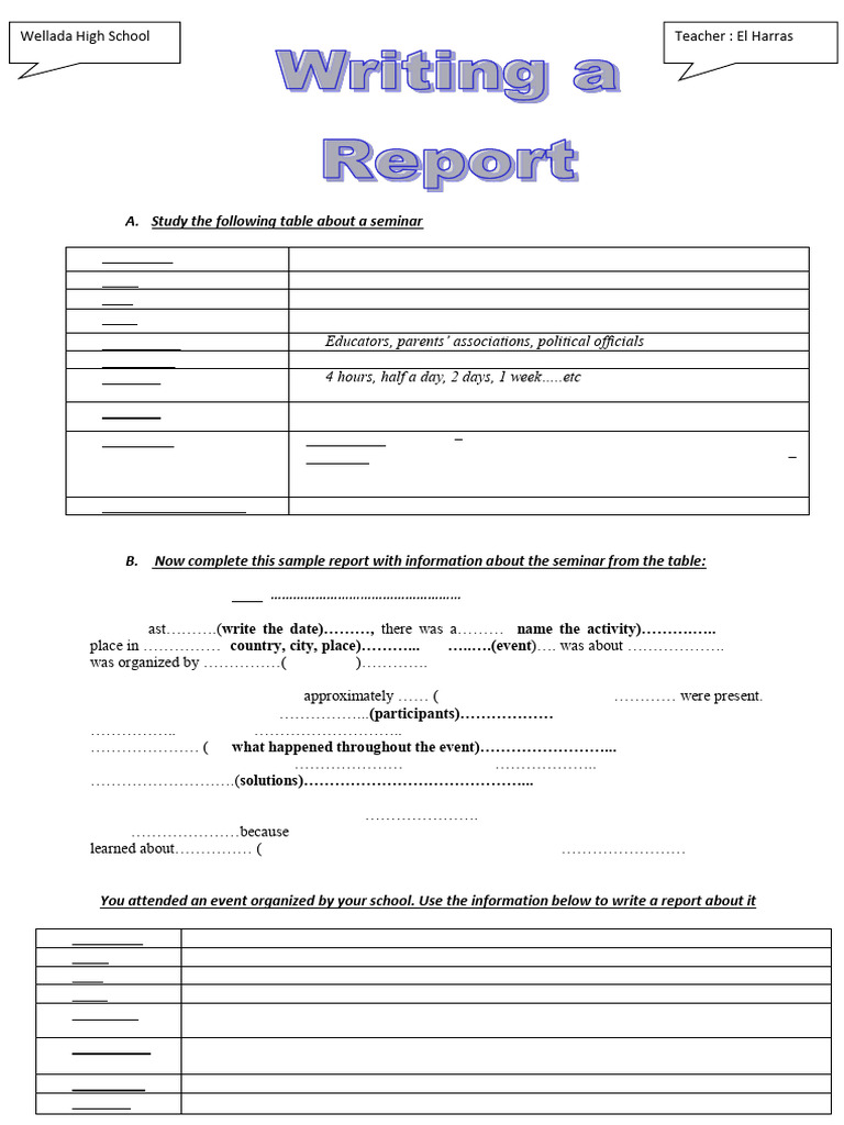 Writing A Report Unit 3 | PDF