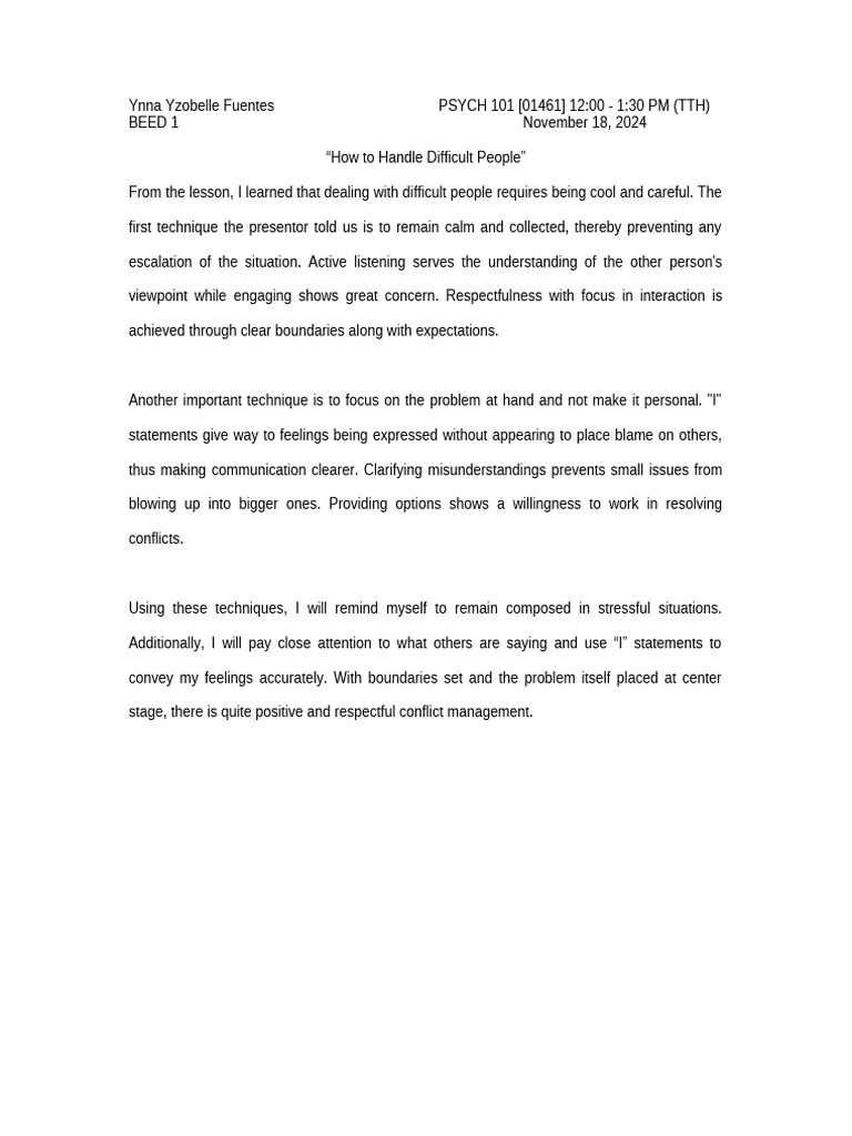 How To Handle Difficult People | PDF