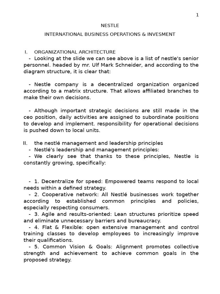 Nestlé's Global Operations and Strategies | PDF | North American Free ...