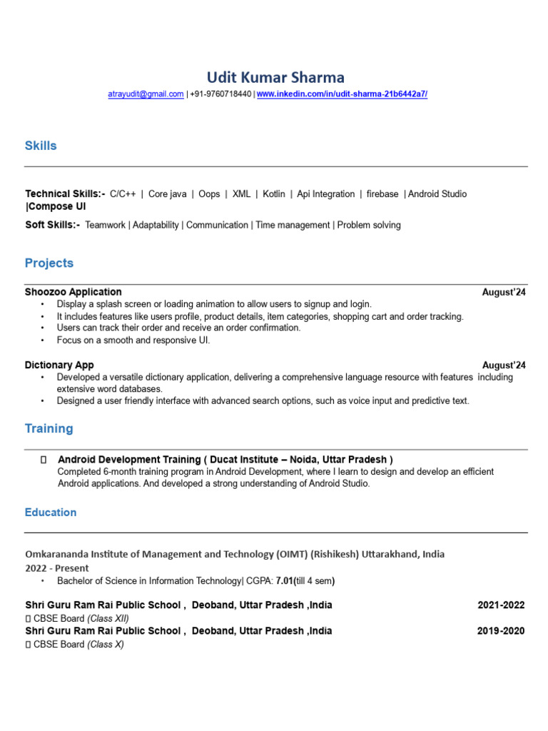 Resume For Internship | PDF