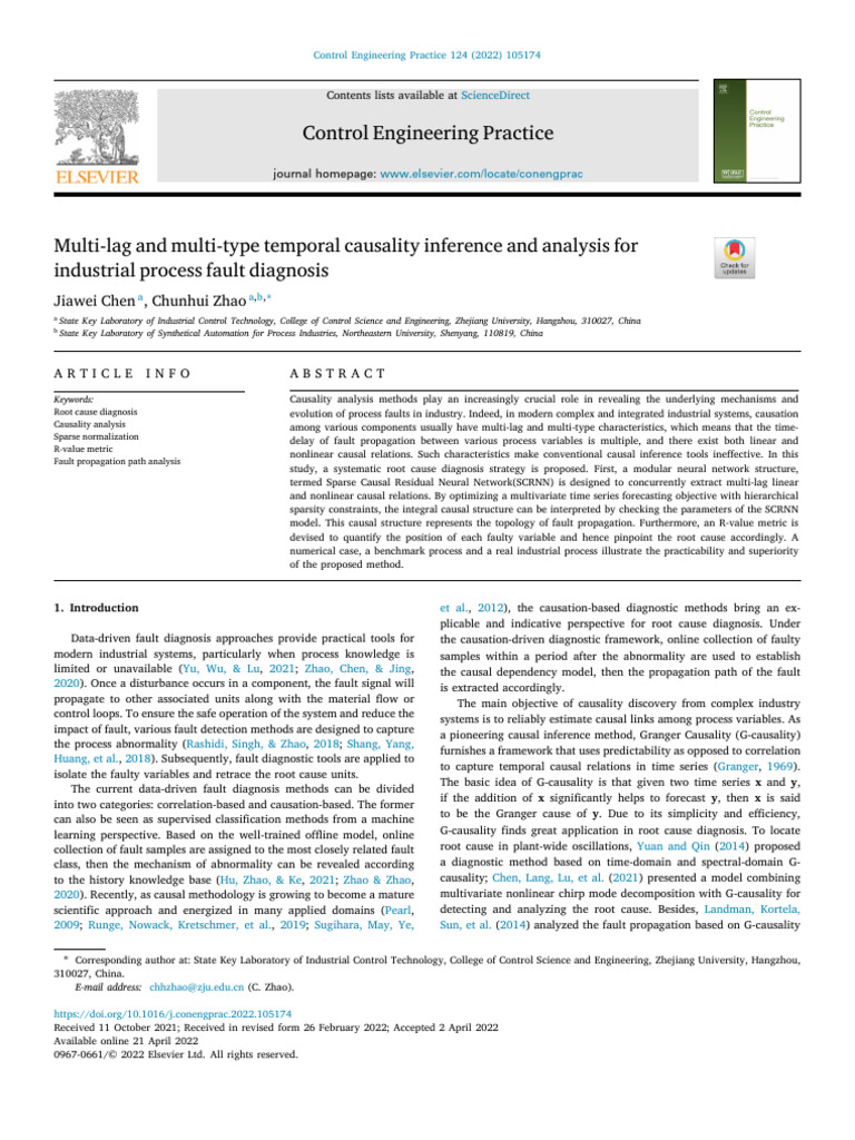 Multi-Lag Causality in Fault Diagnosis | PDF | Causality | Vector ...