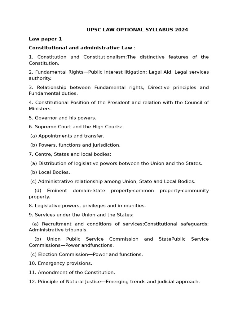 Upsc Law Optional Syllabus 2024 | PDF | Crime & Violence | Crimes Upsc Law Optional Syllabus 2024 | PDF | Crime & Violence | Crimes