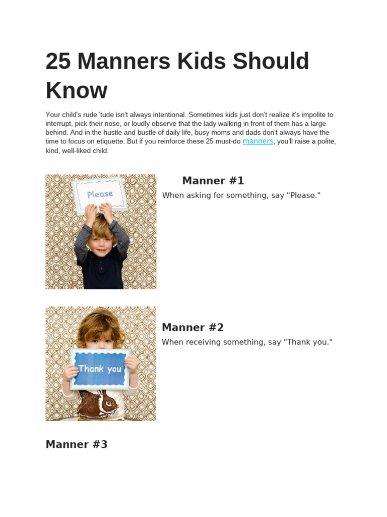 Essential Manners for Kids | PDF | Body Language