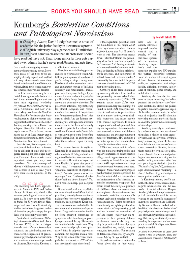 Kernberg's Insights on Borderline Disorders | PDF | Psychology ...