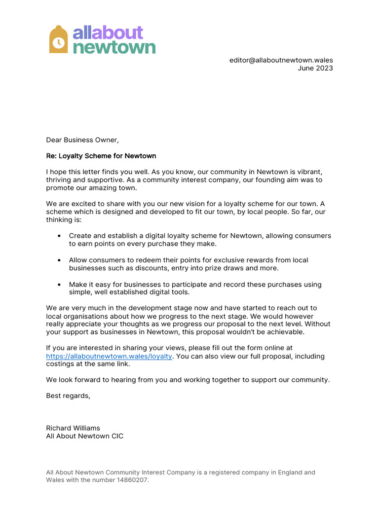 Loyalty Letter To Businesses | PDF