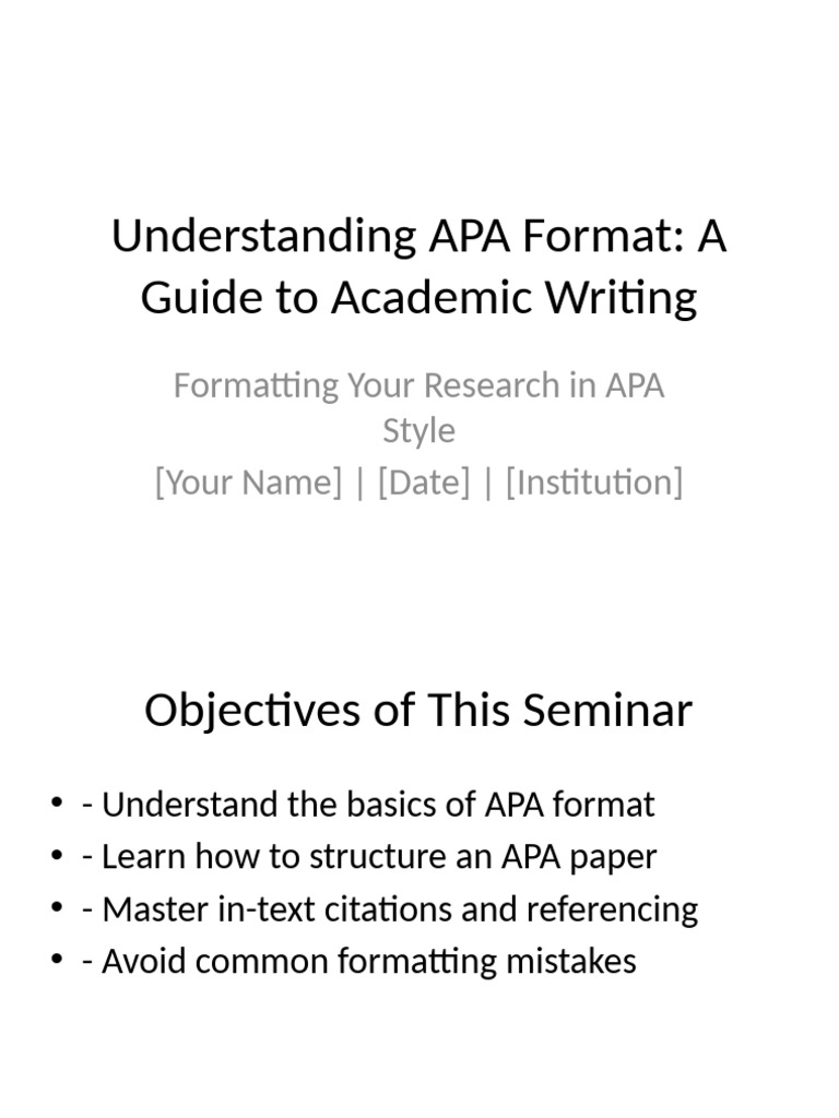 APA Format Seminar | PDF | Apa Style | Citation