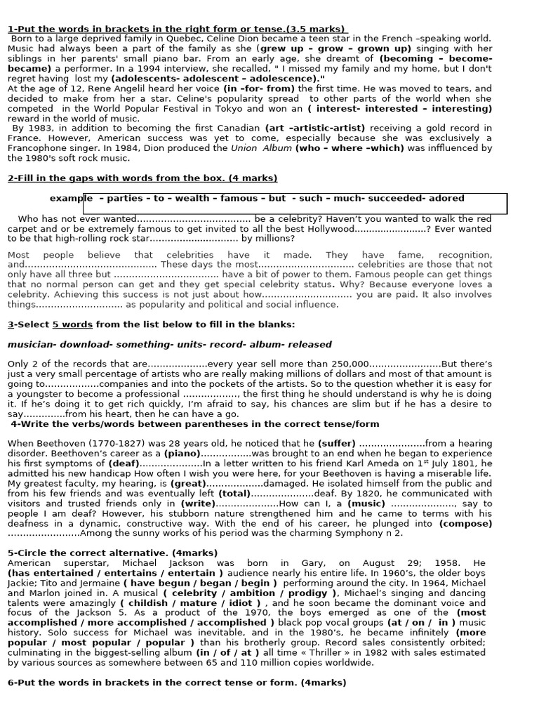 1st Form - A Compilation of Exercises | PDF