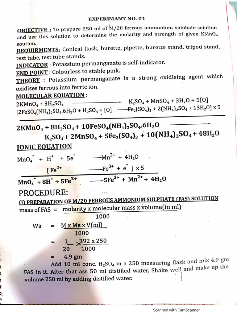 Chemistry Practicals Combined | PDF