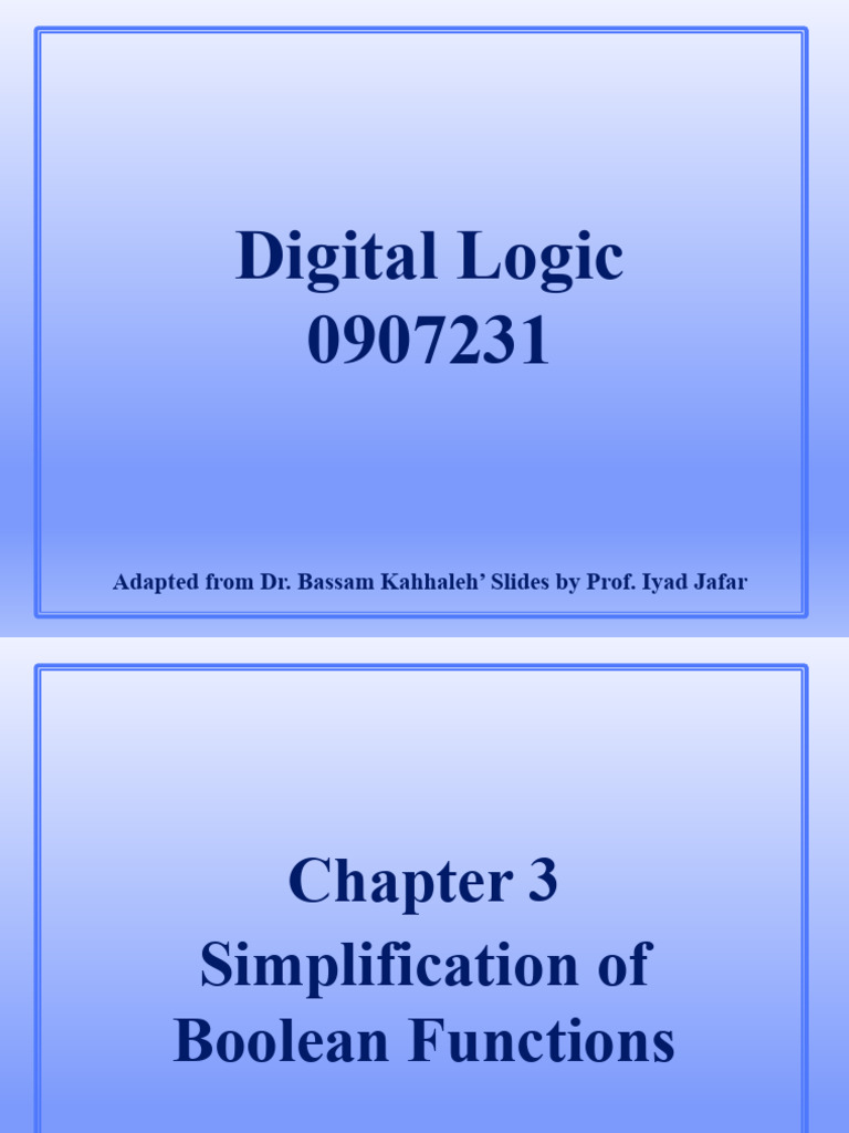 03 Simplification Of Boolean Functions Pdf Logic Gate