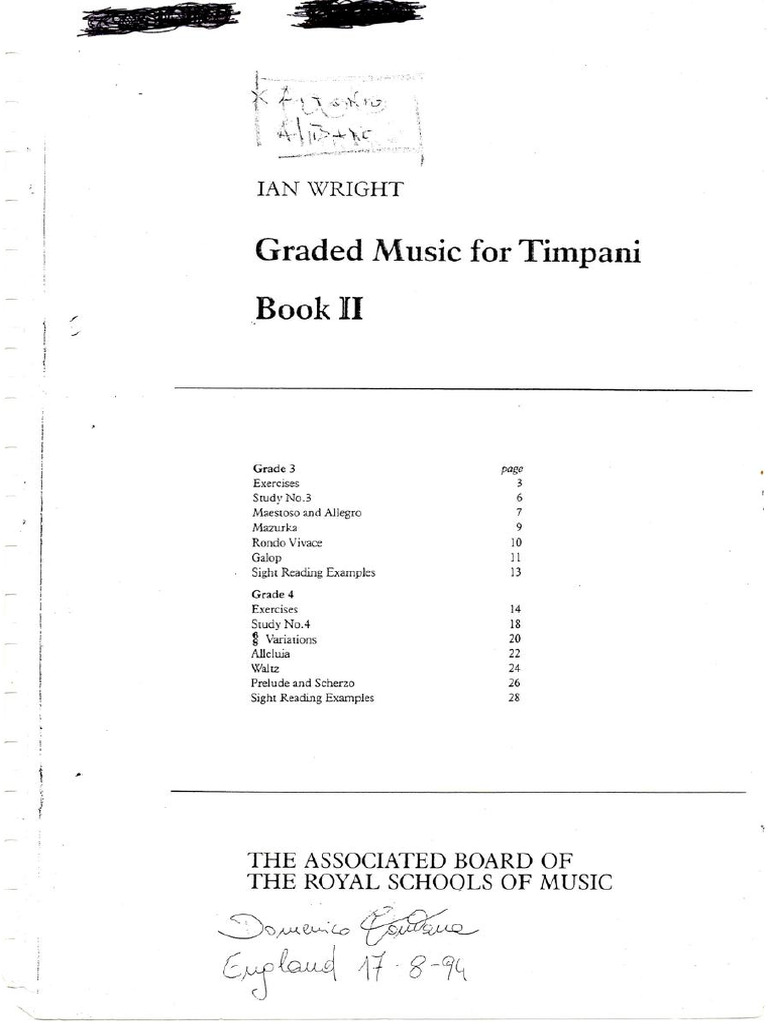 Graded Music For Timpani Book II Ian Wright | PDF