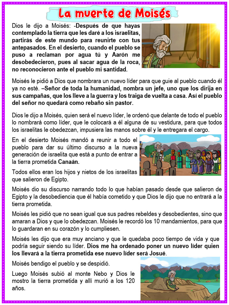 Ficha La Muerte de Moisés Maestra Janet | PDF | Moisés | Joshua