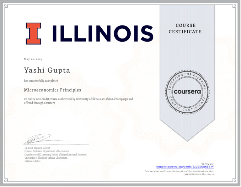 Economics Coursera Certificate | PDF