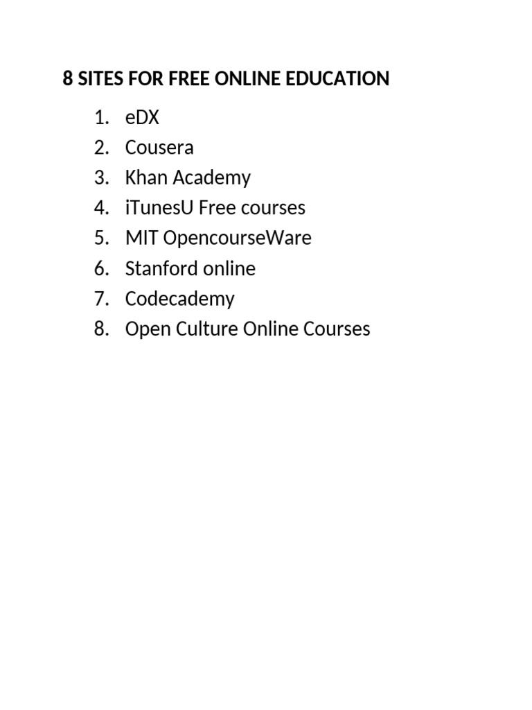 Free Online Education Resources List | PDF