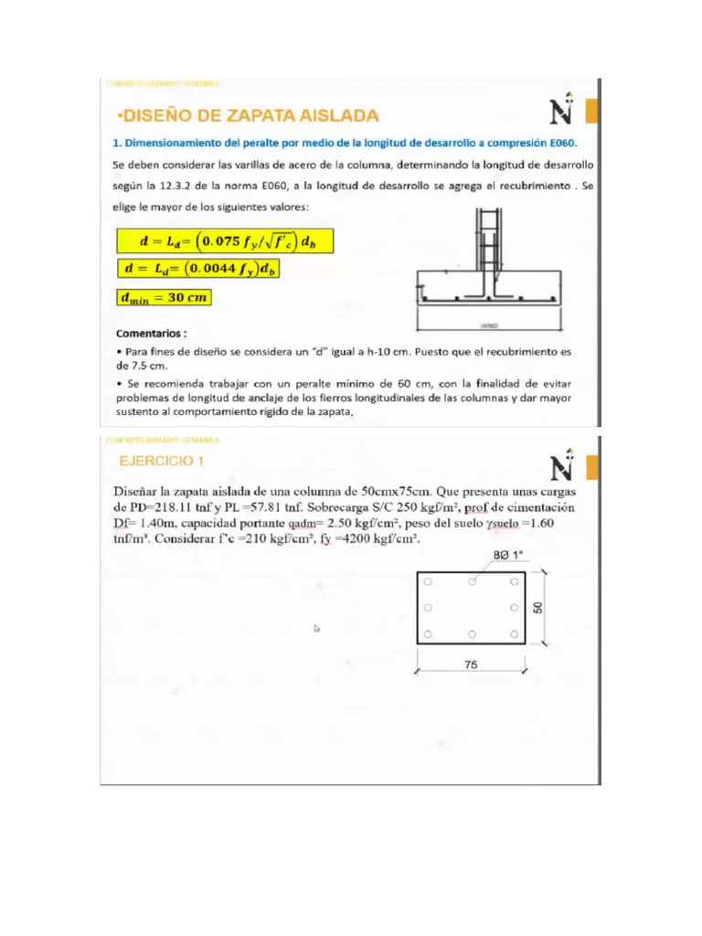 Clase Diseño de Zapata | PDF