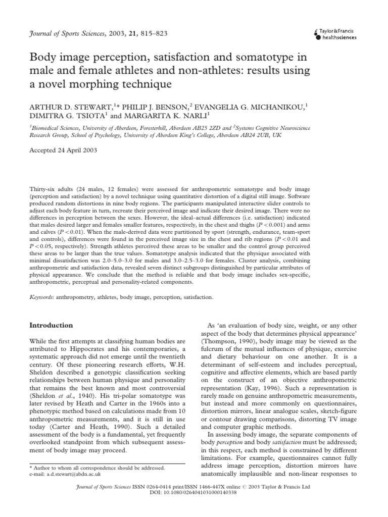 Body Image Perception | PDF | Body Image | Anthropometry