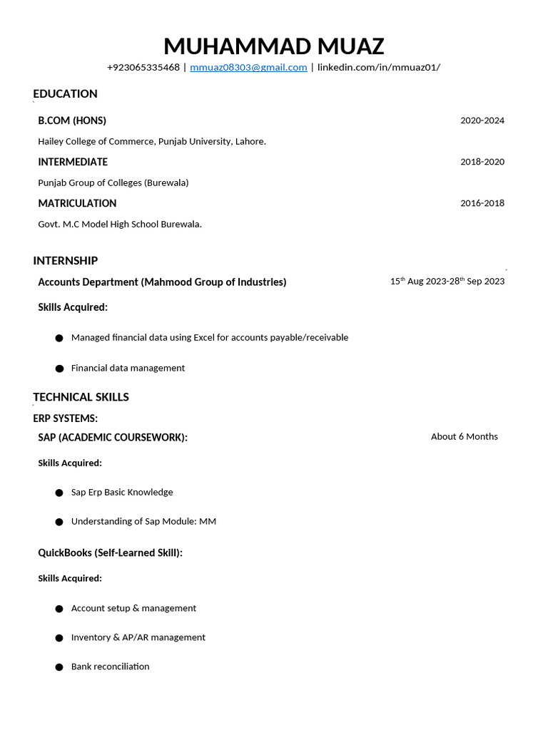 Muhammad Muaz: Education | PDF