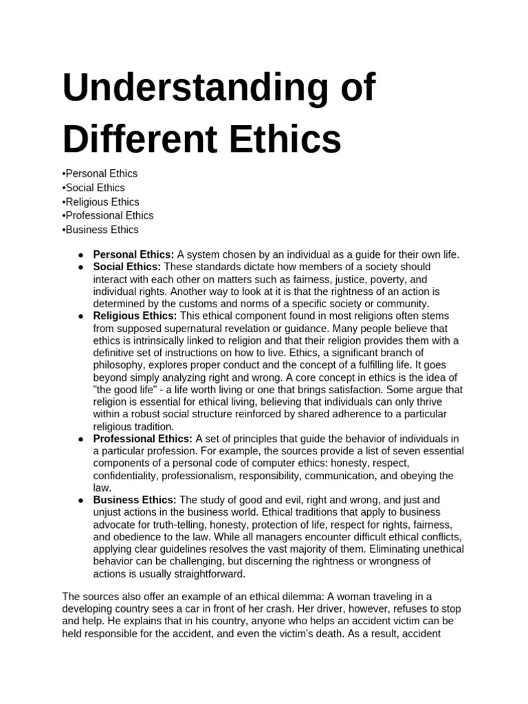 Understanding of Different Ethics | PDF | Business Ethics | Social ...