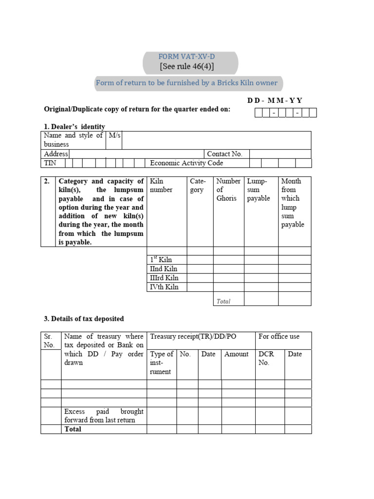 Form VAT XV-D-Fillable | PDF | Taxes | Public Finance