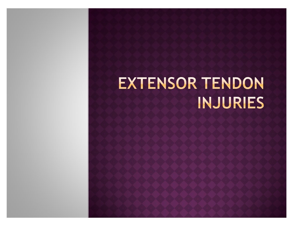 Extensor Tendon Injury Overview | PDF | Finger | Tendon