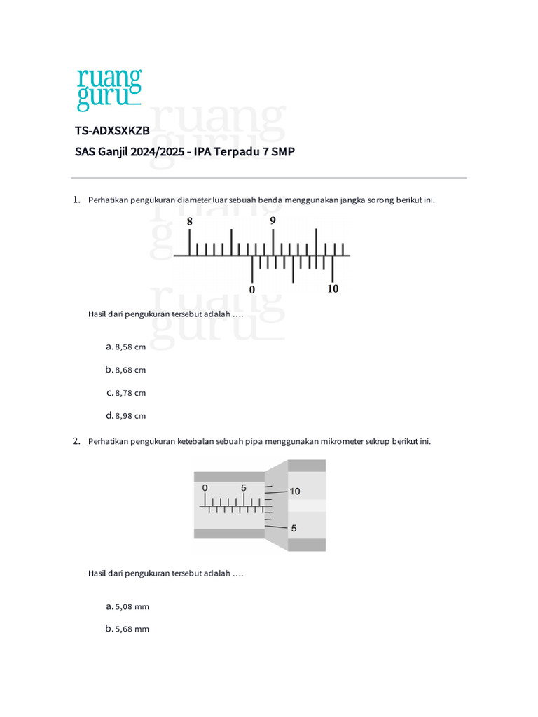 SAS Ganjil 2024 - 2025 - IPA Terpadu 7 SMP | PDF