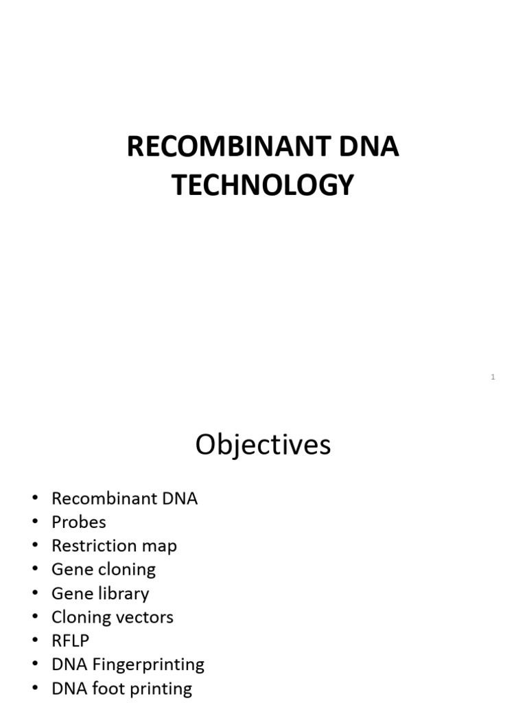 Recombinant DNA Technology Overview | PDF | Molecular Cloning | Plasmid