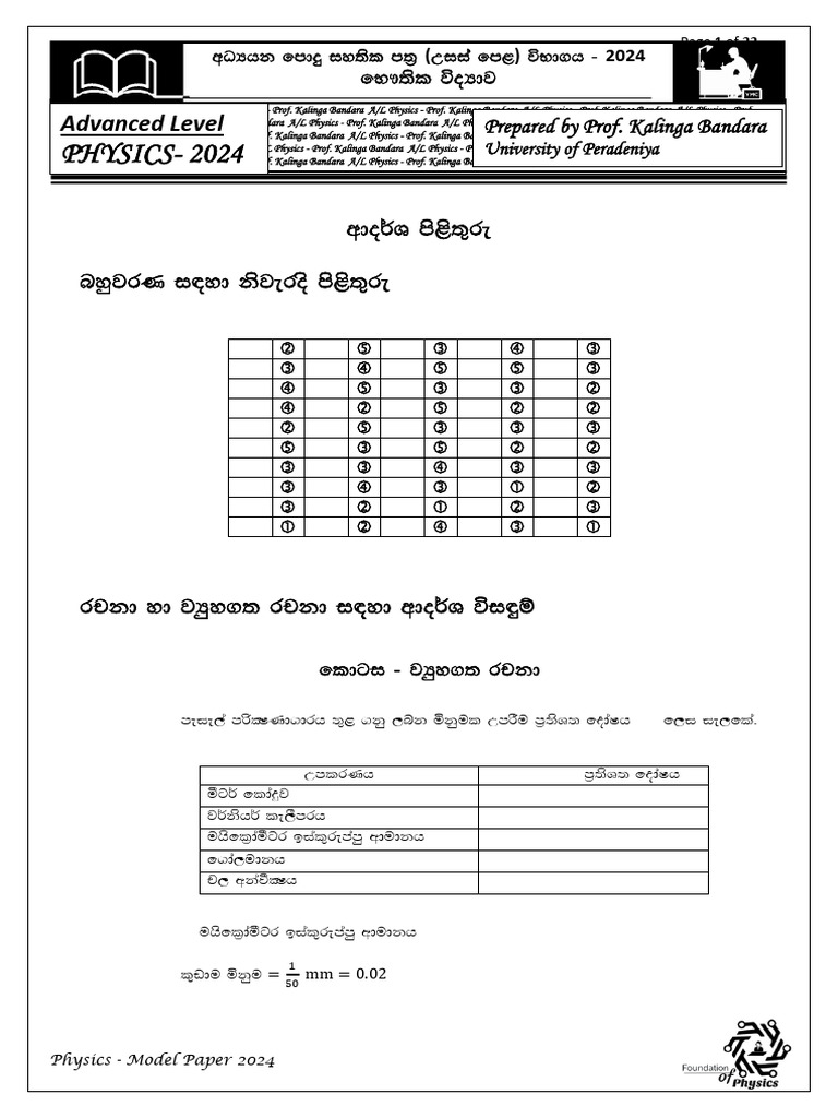 Model Paper 2024 Answers Printed | PDF
