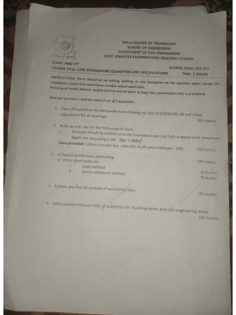 Pass Questions HND 1 | PDF