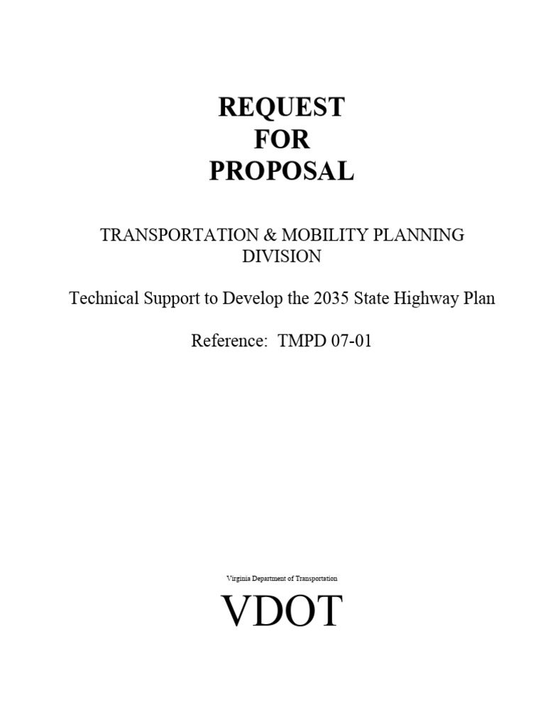 RFP Planning (Blueprint) | PDF | Request For Proposal | Transport