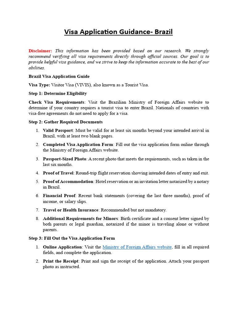 Visa Application Guidance - Brazil | PDF | Travel Visa | Passport