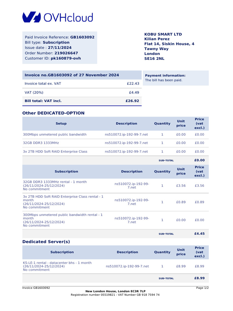 Invoice GB1603092 | PDF | Invoice | Computer Hardware