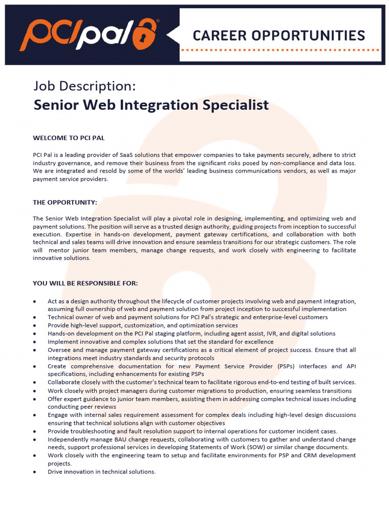 Job Description Senior WIS 1 | PDF | Soap | Information Technology