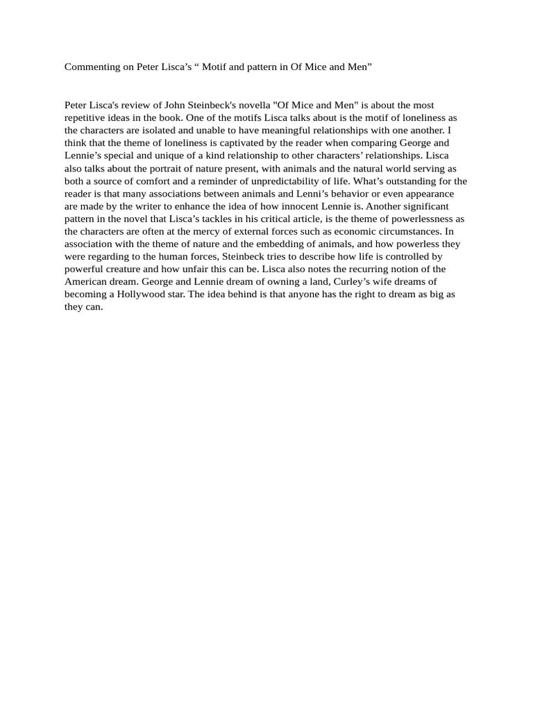 Analyzing Loneliness in Of Mice and Men | PDF