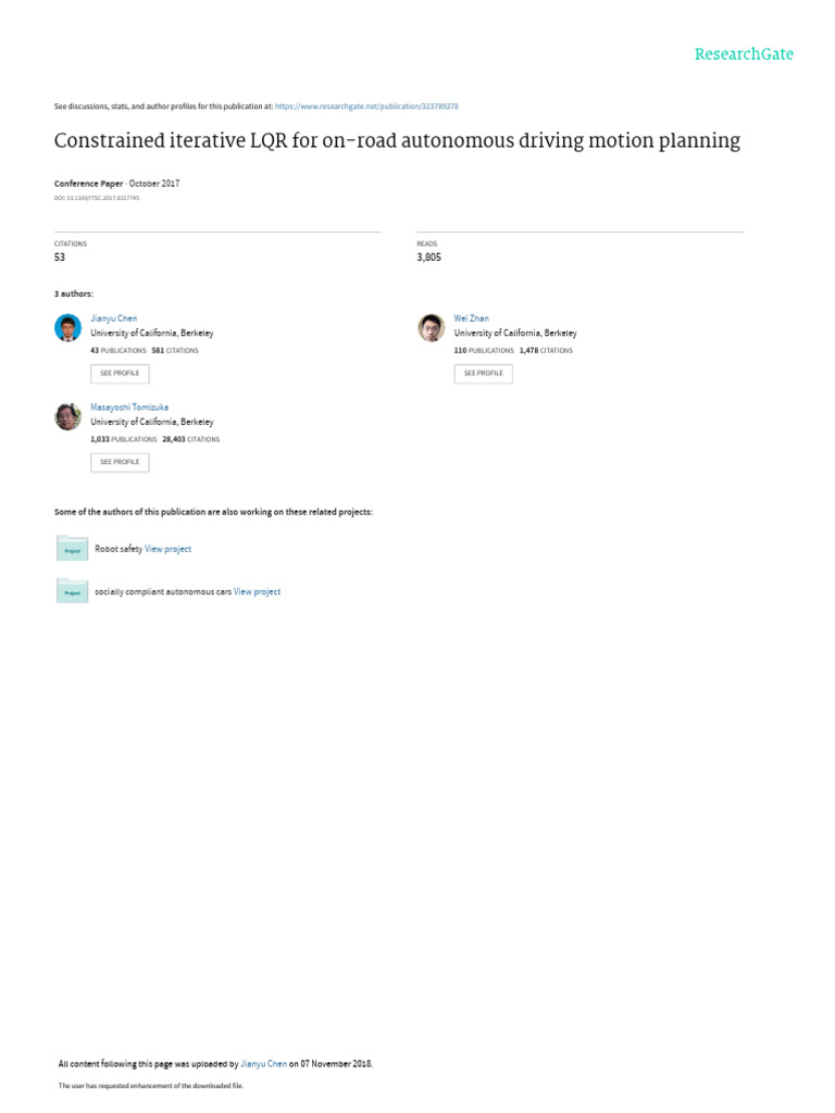 Constrained Iterative LQR | PDF | Mathematical Optimization | Nonlinear System