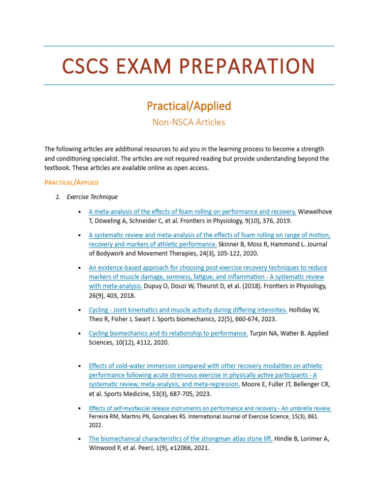 3.1 CSCS - Pract - Applied - Non-NSCAArticles | PDF | Physical Exercise