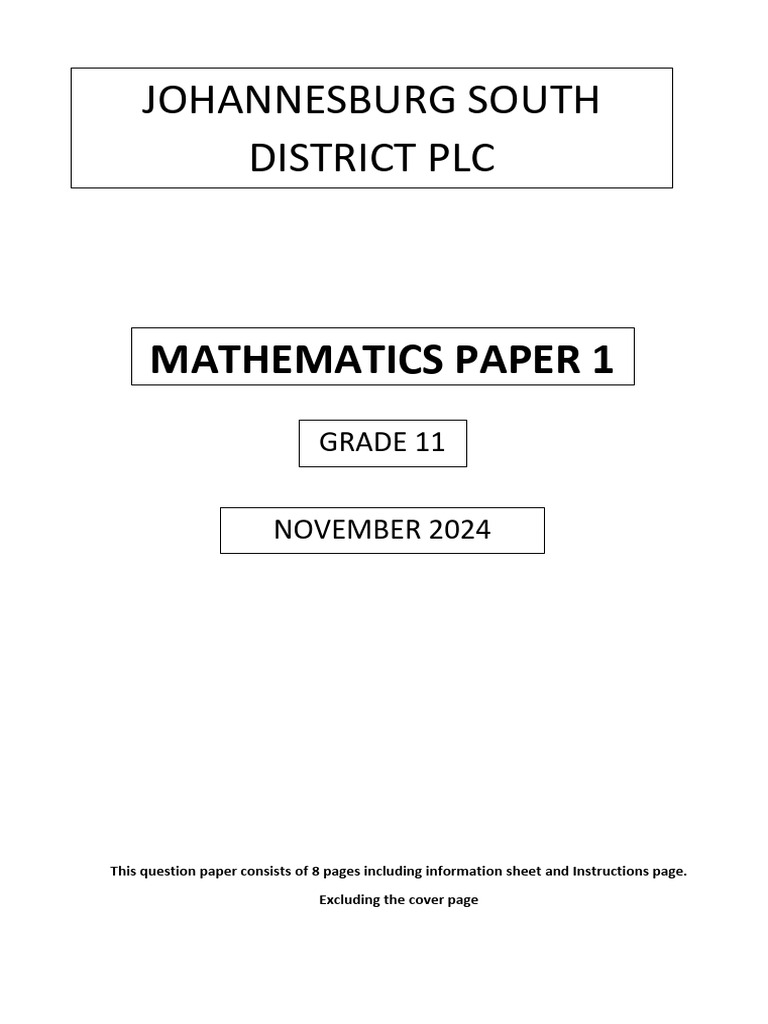 Grade 11 Paper 1 Mathematics | PDF | Cartesian Coordinate System ...