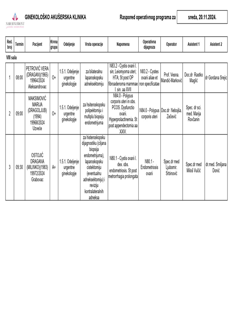 Opp Program Za 20.11. | PDF
