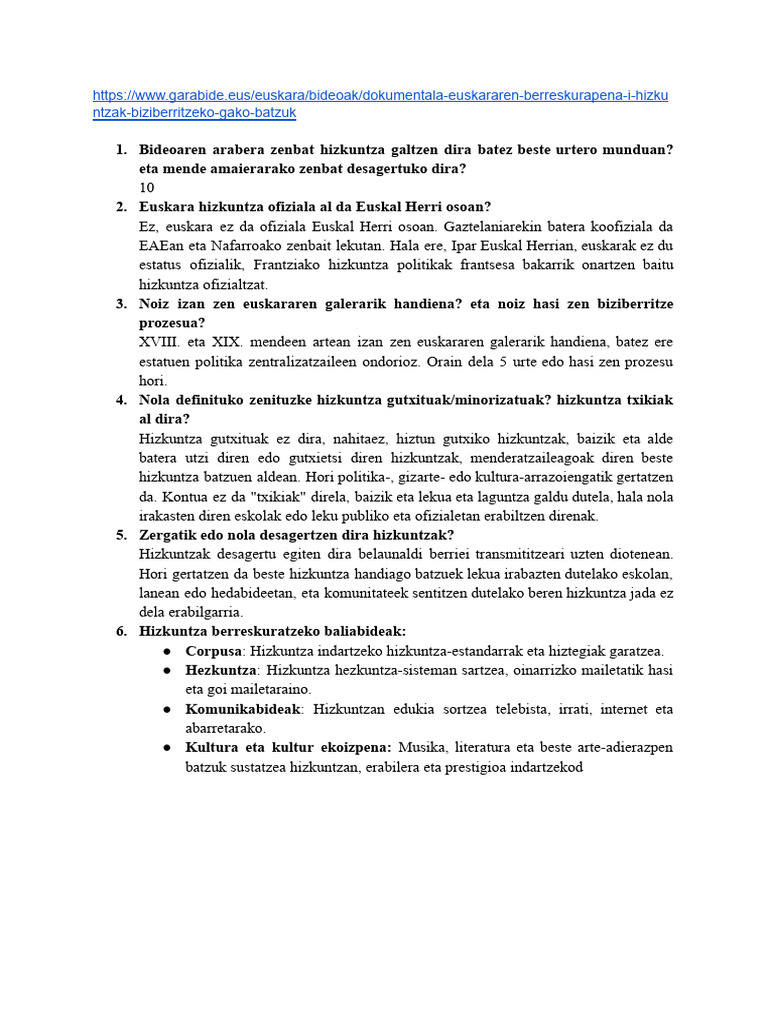 Ariketa - Hizkuntza Gutxituak - Elisa Martin - GA2 | PDF